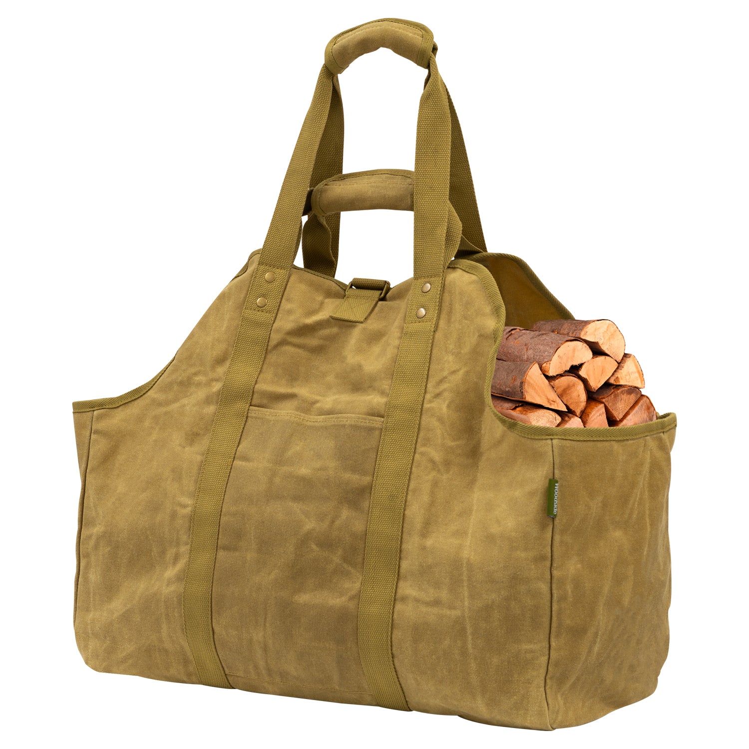 Woodside Firewood Log Carrier Bag, Heavy Duty Waterproof Waxed Canvas ...