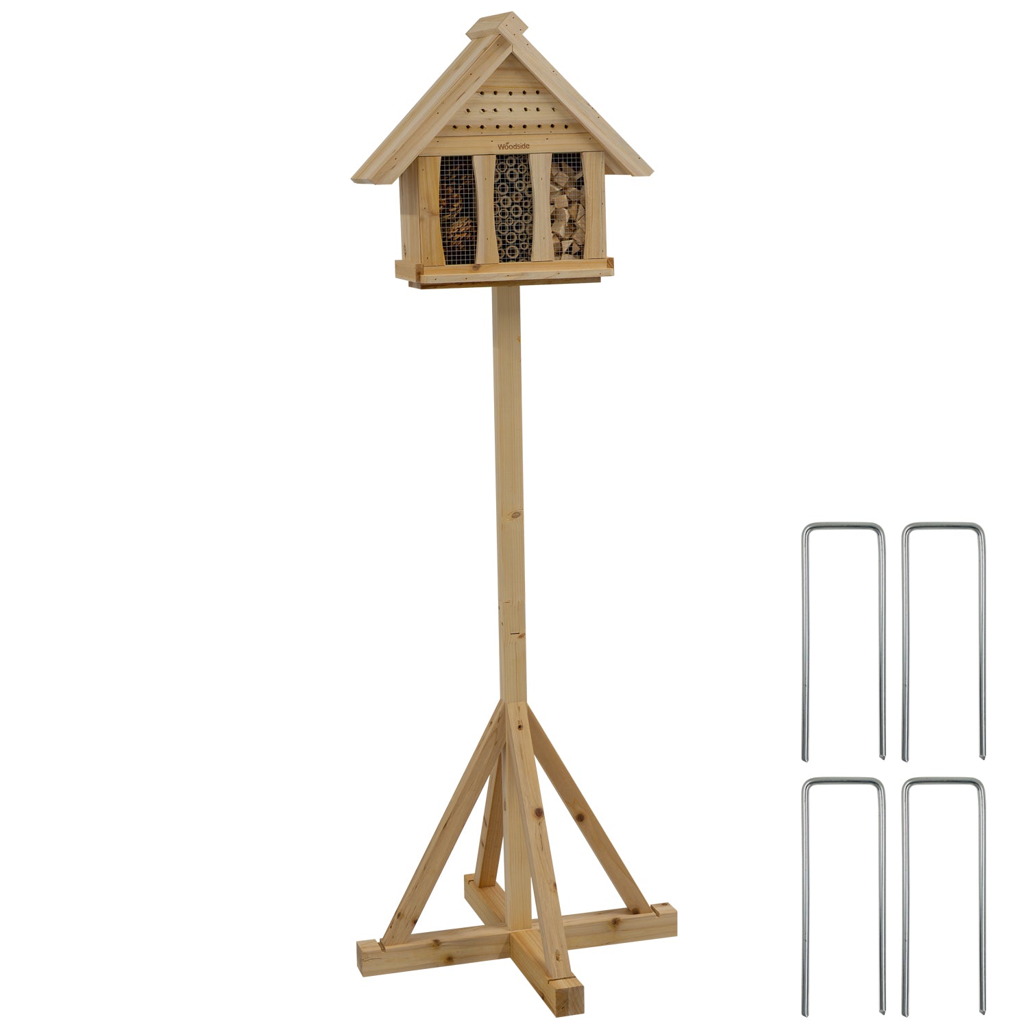 Woodside Large Wooden Insect Hotel Freestanding Garden Bug House Shelt ...