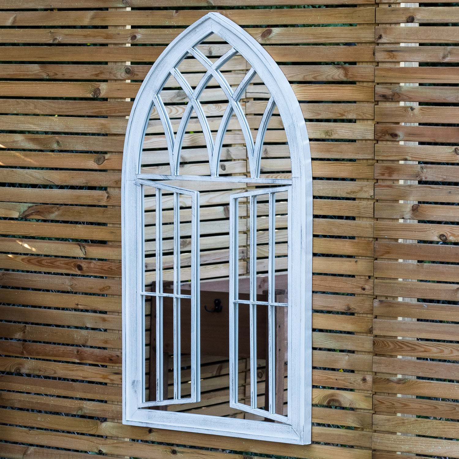 Woodside Truro XL Decorative Arched Outdoor Garden Mirror, W: 64cm x H ...