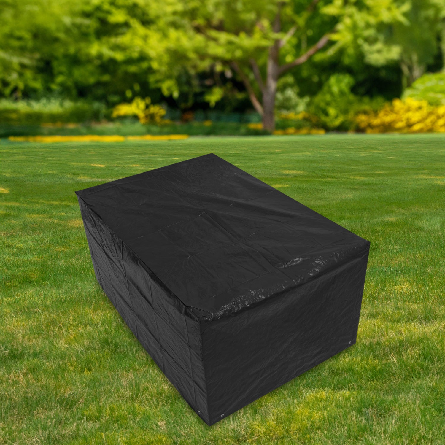 Woodside Black Small Rectangle Outdoor Garden Table Cover 1.52m x 1.04 ...